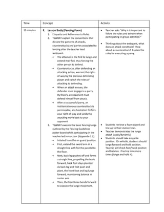 Fencing Lesson Plan-JYoung-002 | PDF | Track and Field | Sports