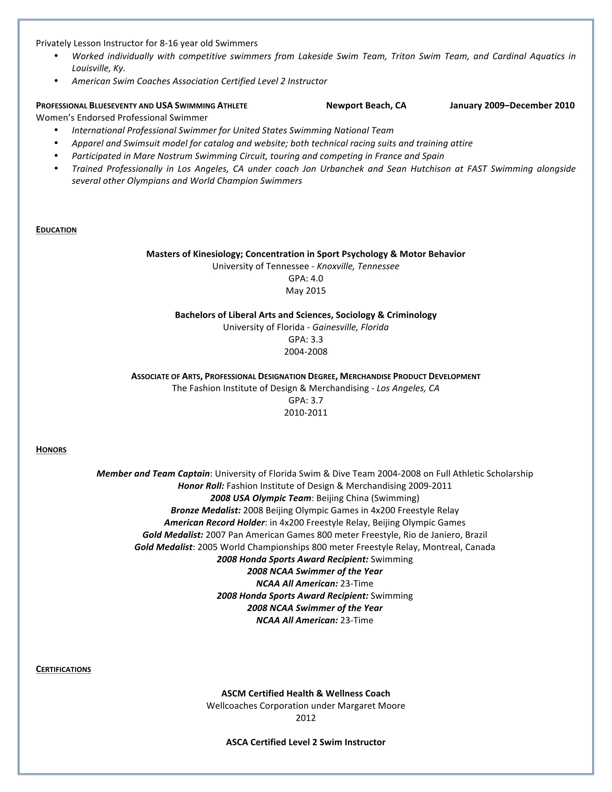 Burckle - Resume lululemon | PDF | Swimming | Sports