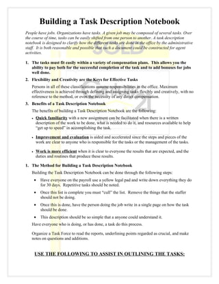 C 21 americana building a task description notebook | PDF