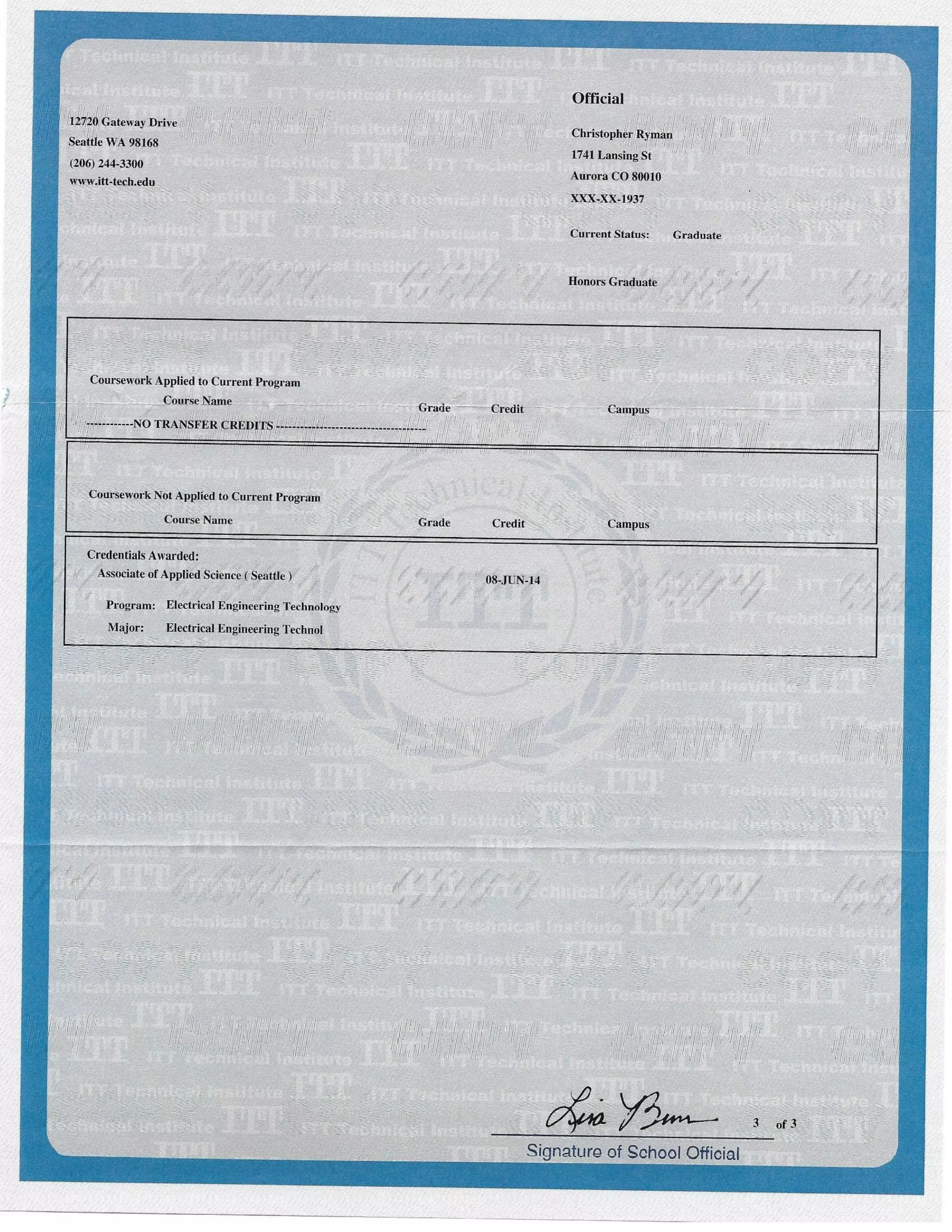 ITT Tech Transcripts | PDF