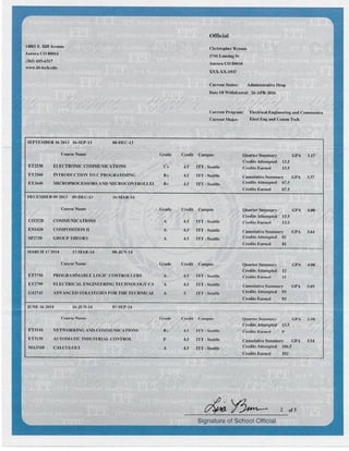 ITT Tech Transcripts | PDF