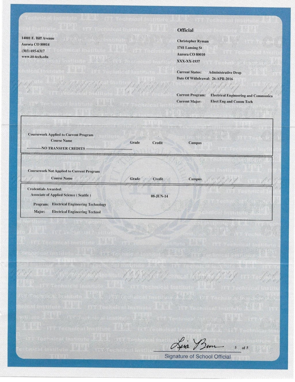 ITT Tech Transcripts