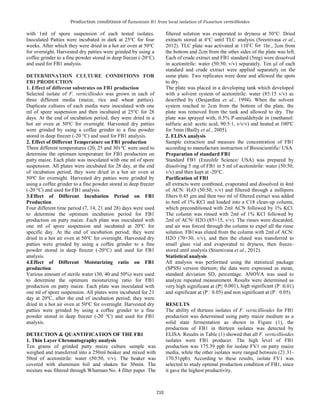 INVESTIGATE THE OPTIMAL PRODUCTION CONDITIONS OF FUMONISIN B1 | PDF