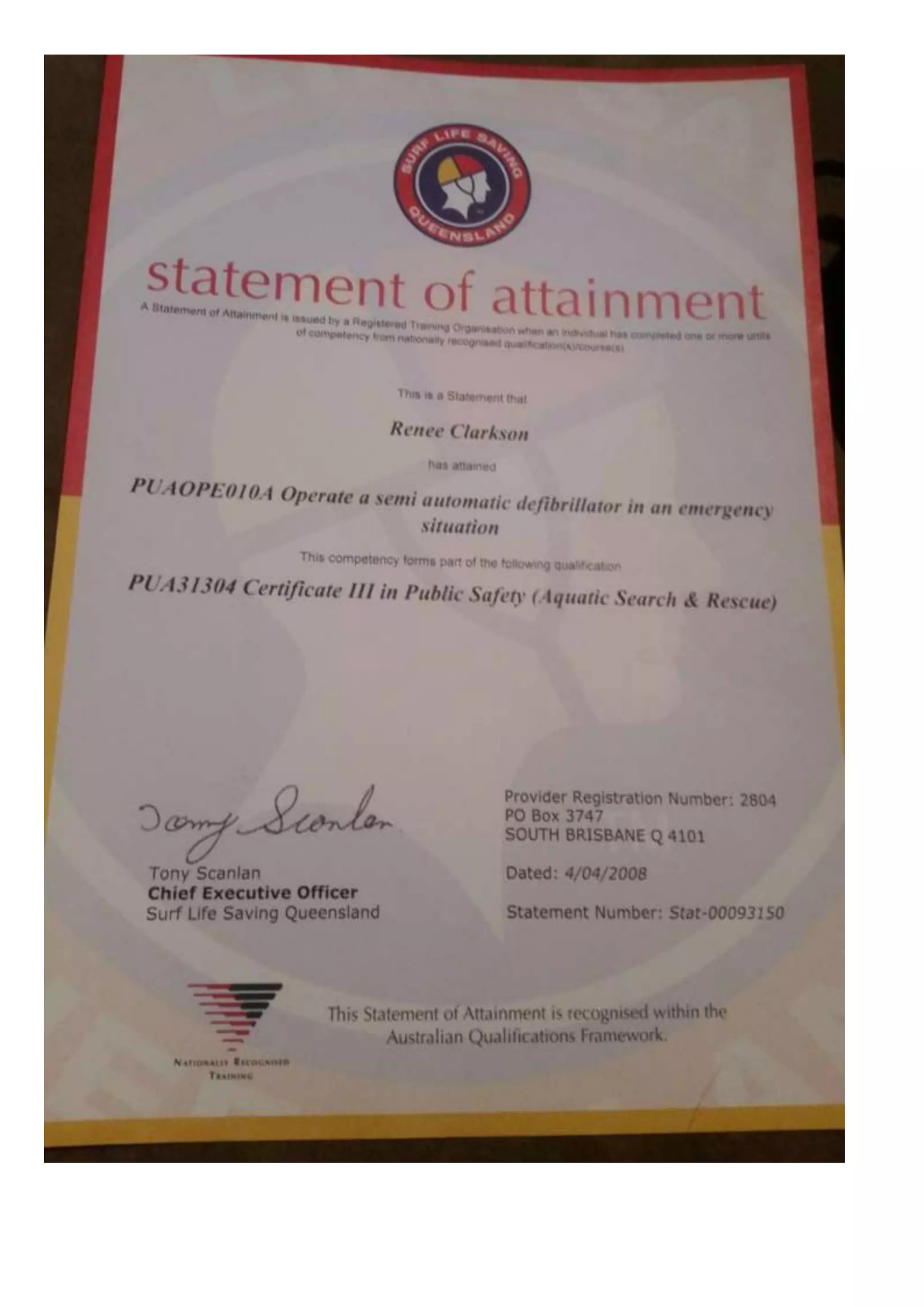 Components of Certificate III in Public Safety (Aquatic Search & Rescue ...