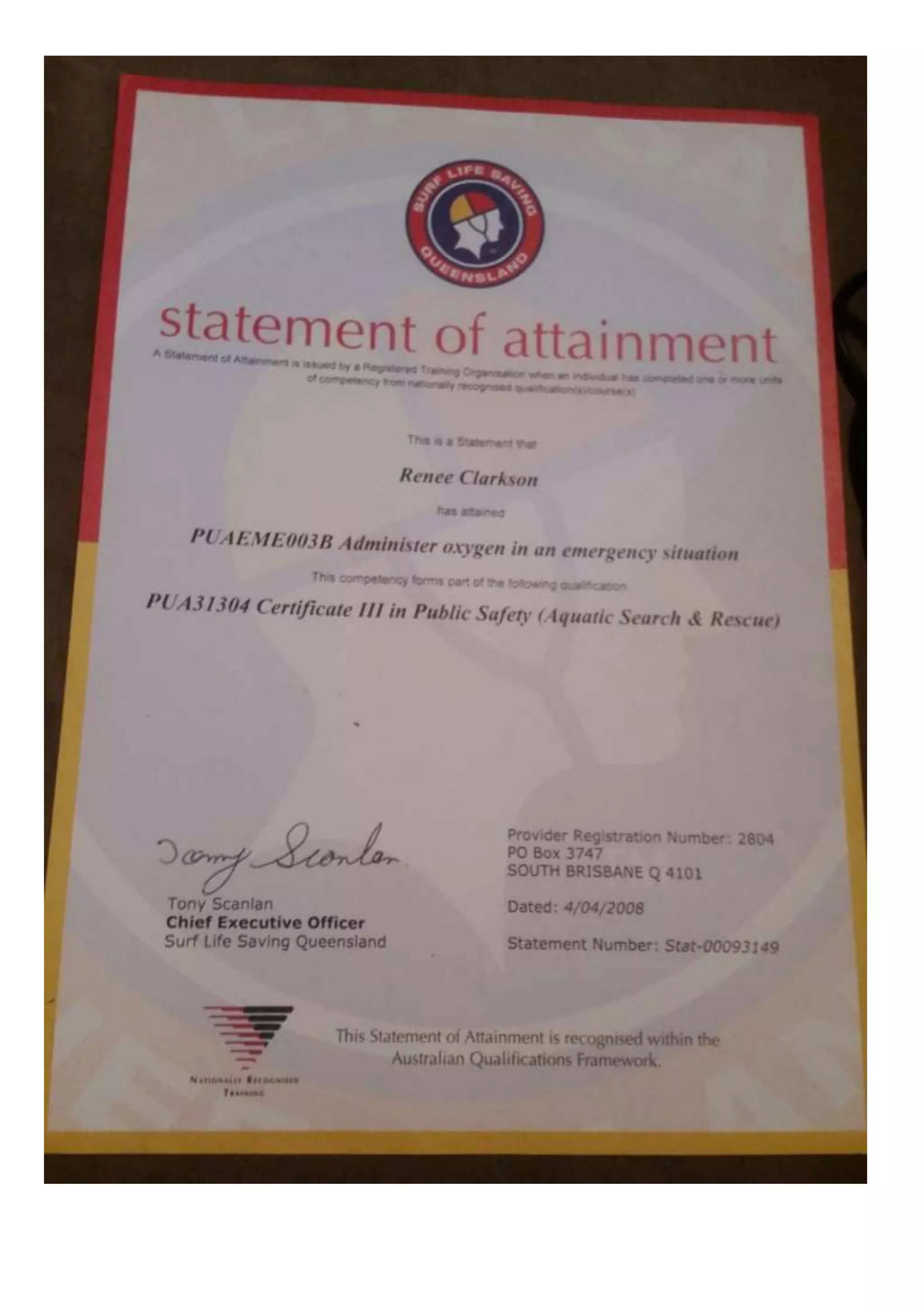 Components of Certificate III in Public Safety (Aquatic Search & Rescue ...