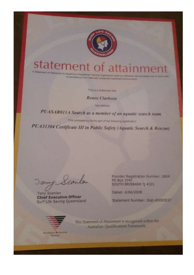 Components of Certificate III in Public Safety (Aquatic Search & Rescue ...