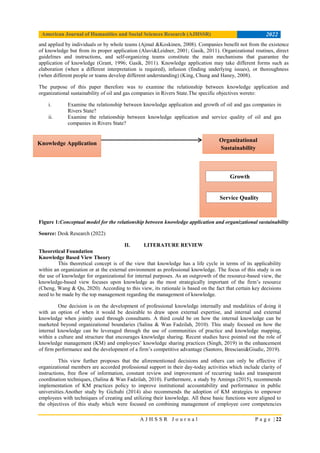 Knowledge Application and Organizational Sustainability of Oil and Gas Companies in Rivers State ...