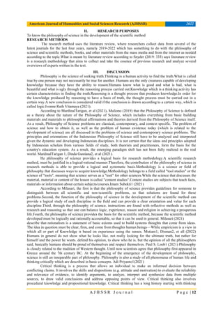 PHILOSOPHY IN THE DEVELOPMENT OF SCIENTIFIC METHODS | PDF