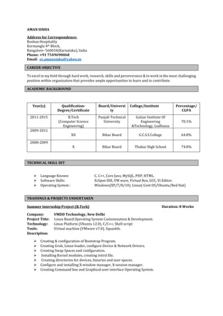 AMAN SINHA-CV1 | PDF