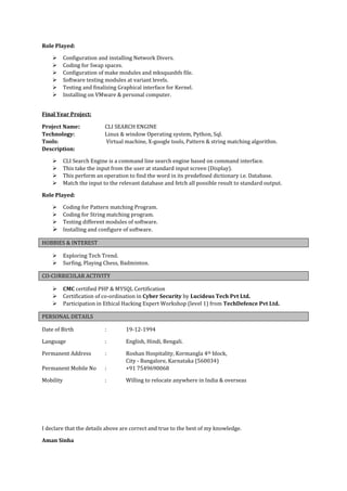 AMAN SINHA-CV1 | PDF