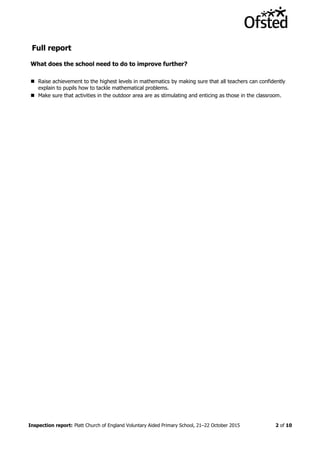 Platt OFSTED REPORT 2015 | PDF