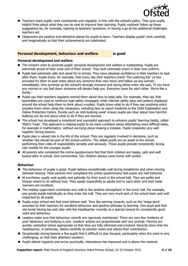 Platt OFSTED REPORT 2015 | PDF