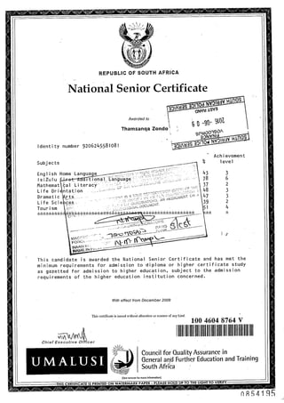 Matric Certificate | PDF