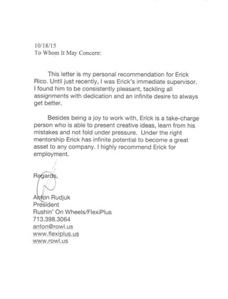 Erick Letter of Recommendation | PDF