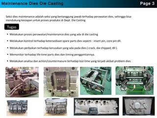 Re Use Plug Core Pin - Maintenance Dies | PPT