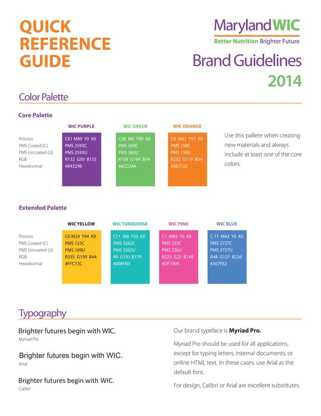 Maryland WIC Brand Guidelines - Quick Reference Guide | PDF