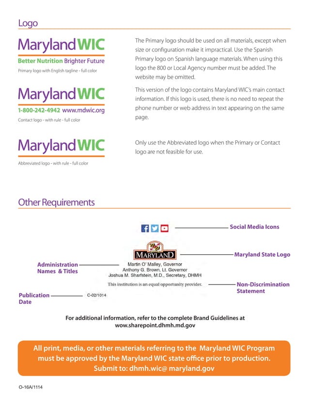 Maryland WIC Brand Guidelines - Quick Reference Guide | PDF