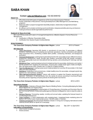 Saba Khan - Resume | DOCX | Human Resources | Business