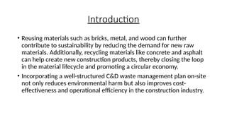 Demolition waste management in construction projects | PPTX