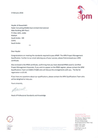 APM Project Management Qualification Certificates (2) | PDF