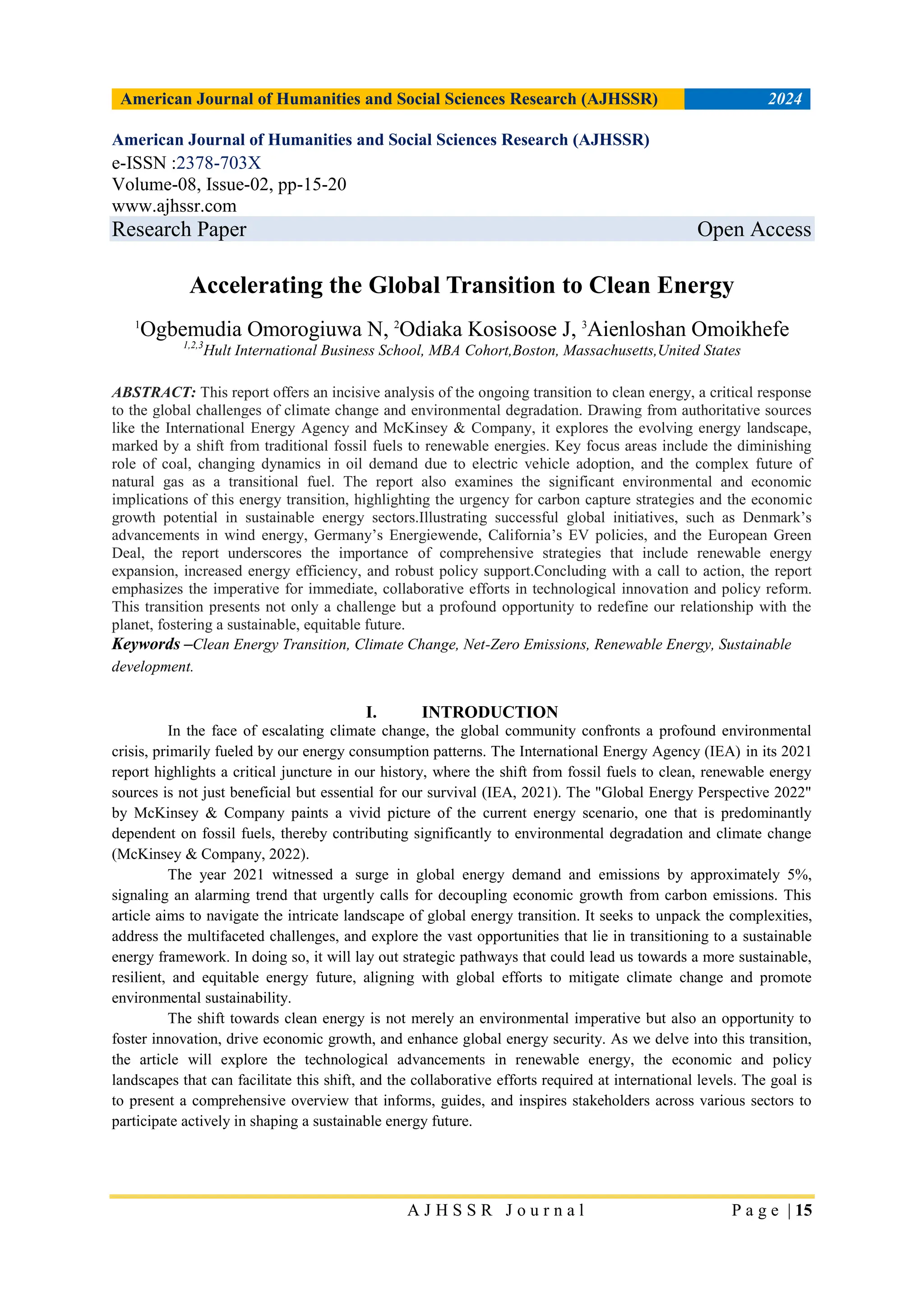 Accelerating the Global Transition to Clean Energy | PDF