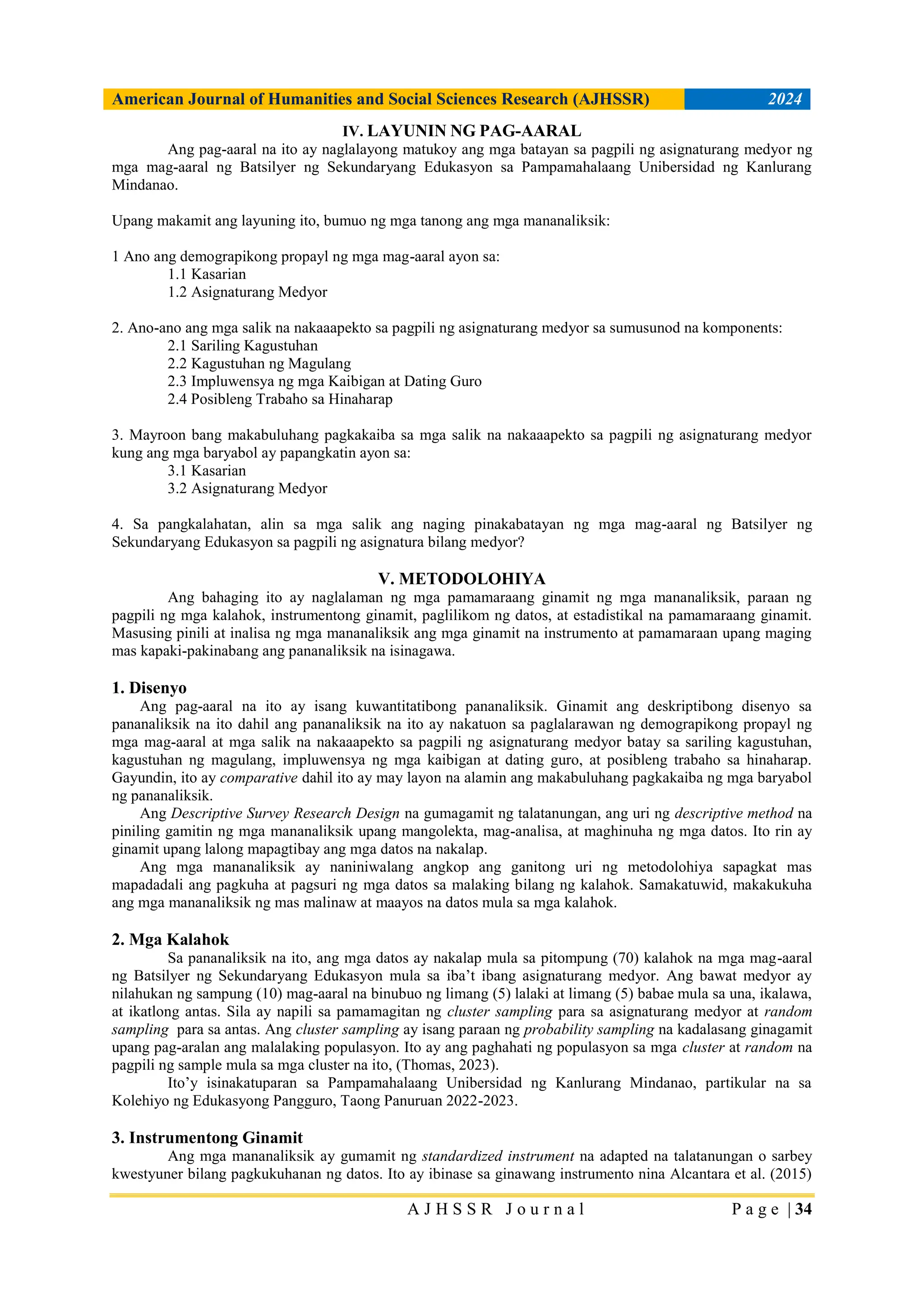 Mga Batayan sa Pagpili ng Asignaturang Medyor ng mga Magaaral ng ...
