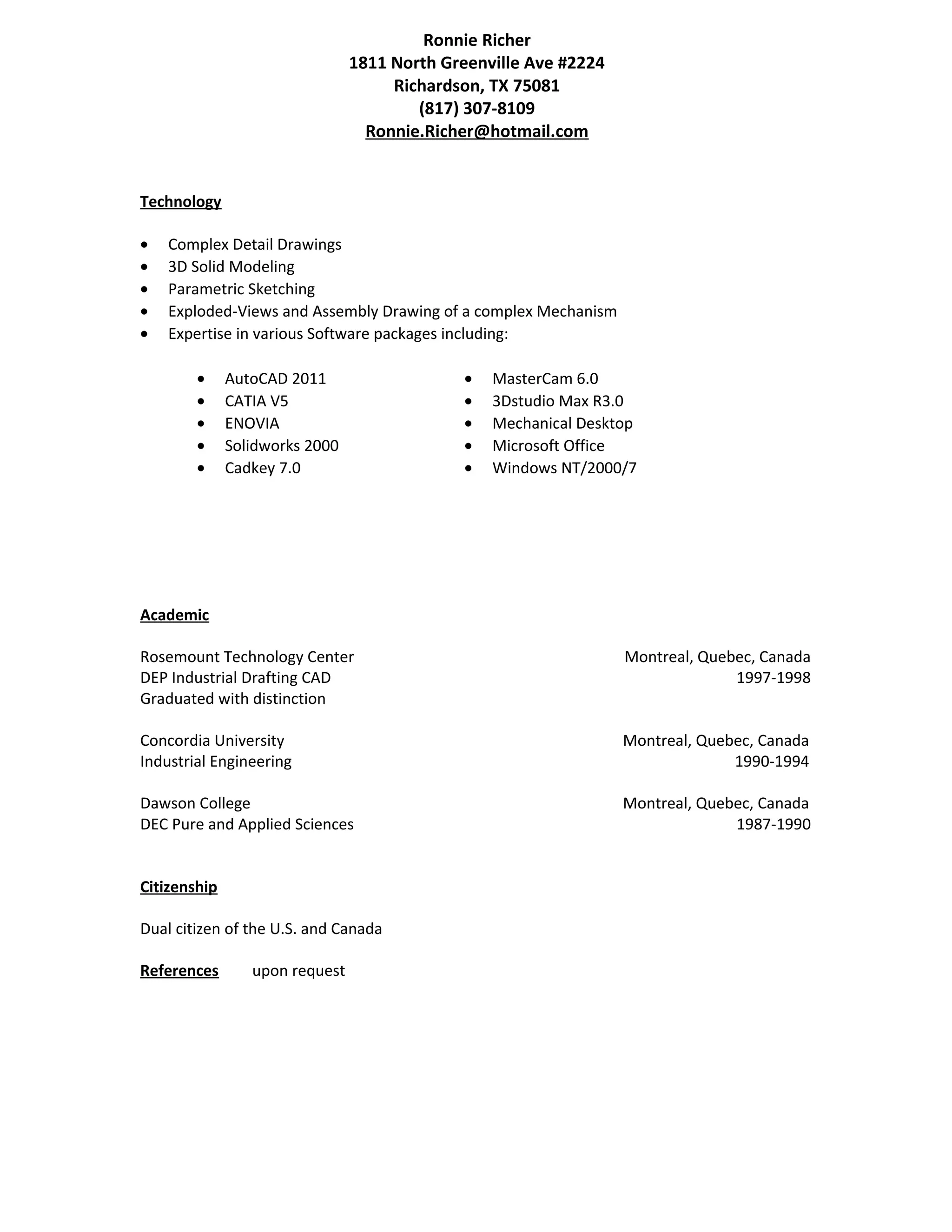 Ron Richer CV | PDF
