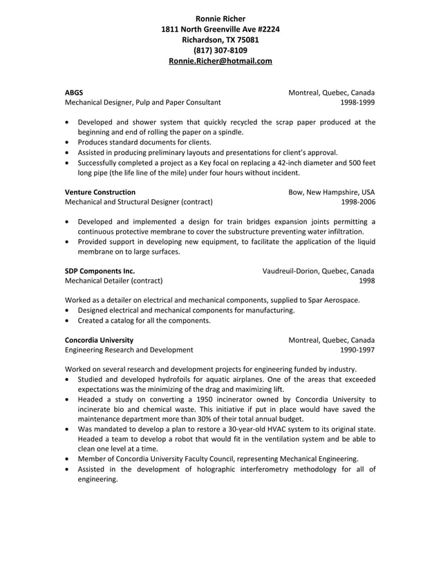 Ron Richer CV | PDF