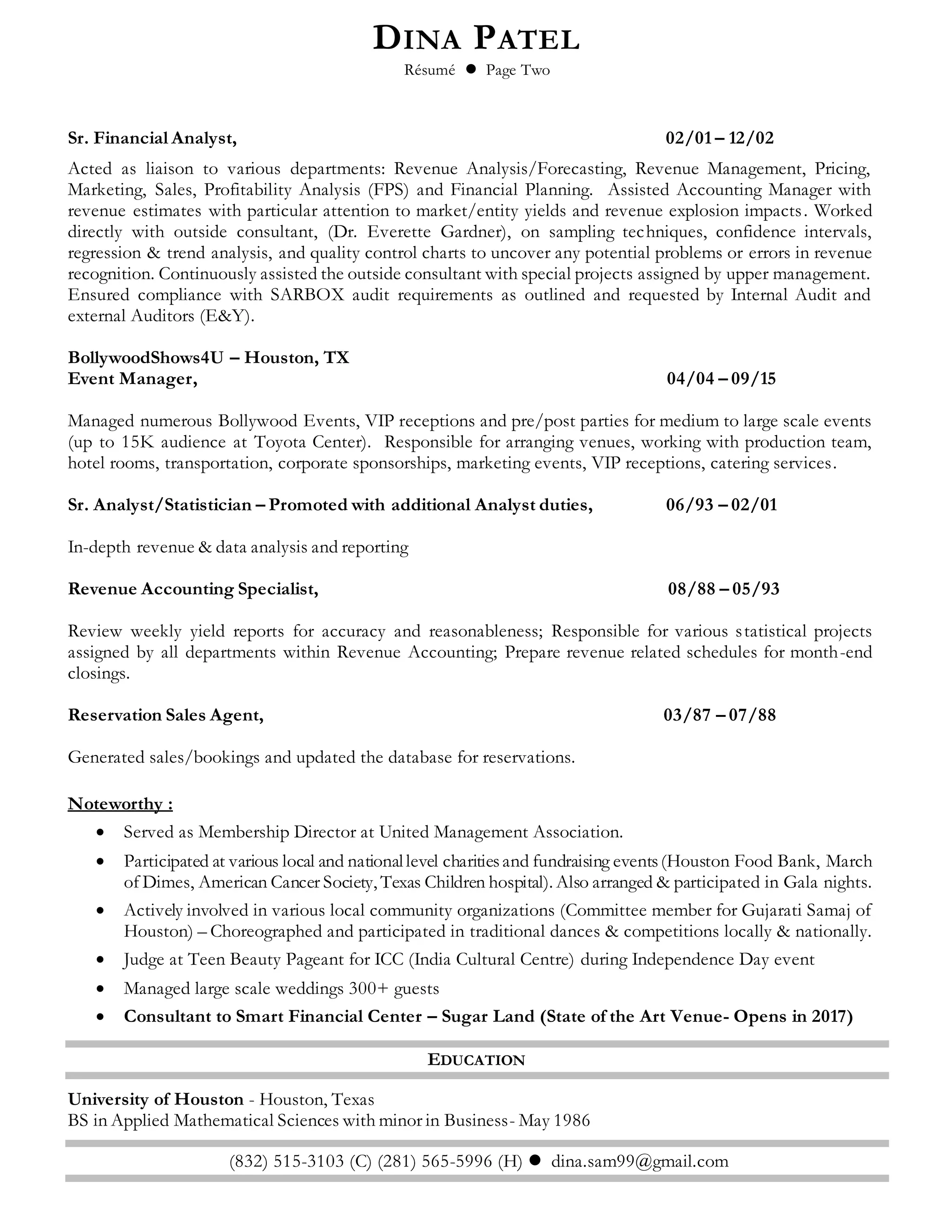 Dina Patel Resume | DOCX | Business Accounting & Finance | Business