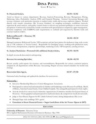 Dina Patel Resume | DOCX | Business Accounting & Finance | Business