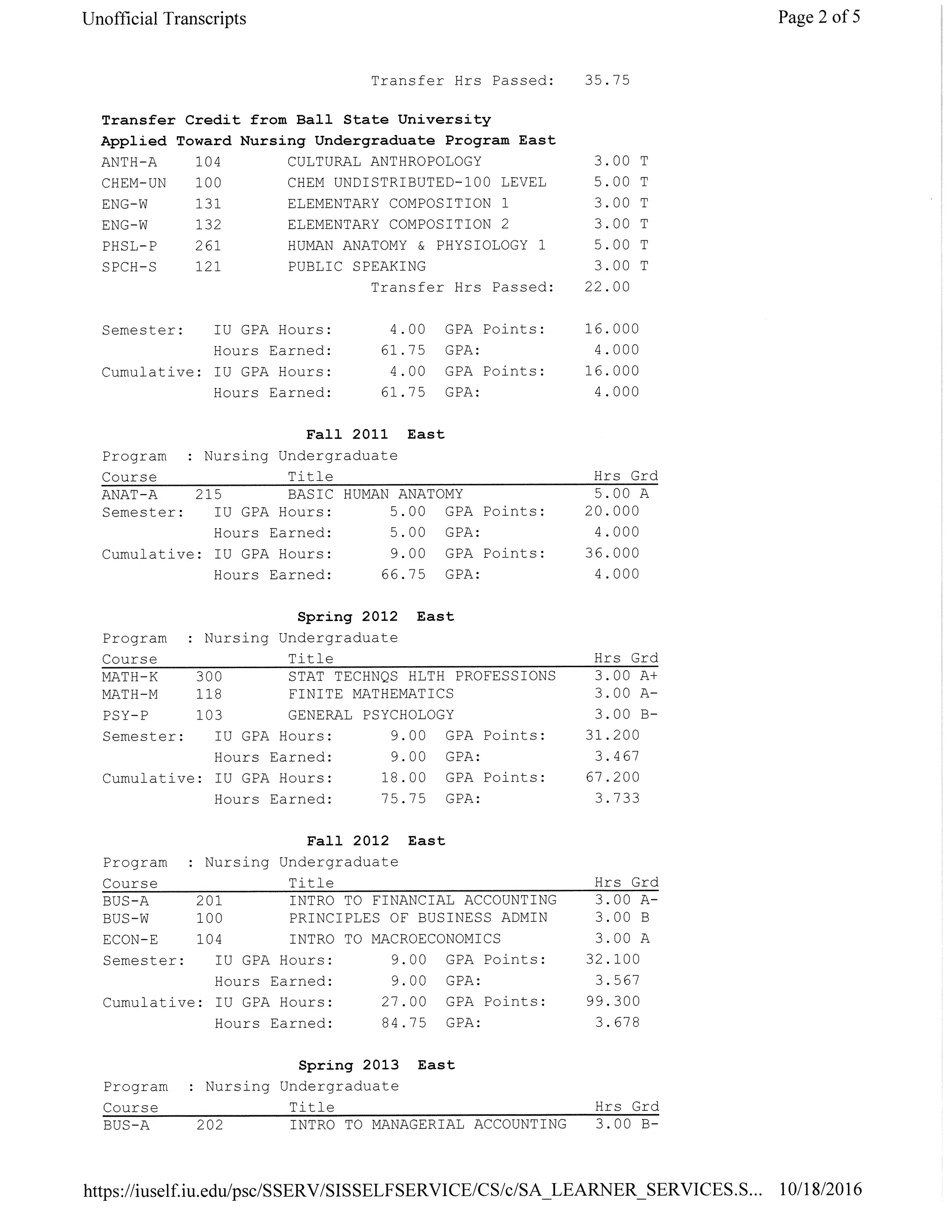 IUE BBA Transcripts | PDF