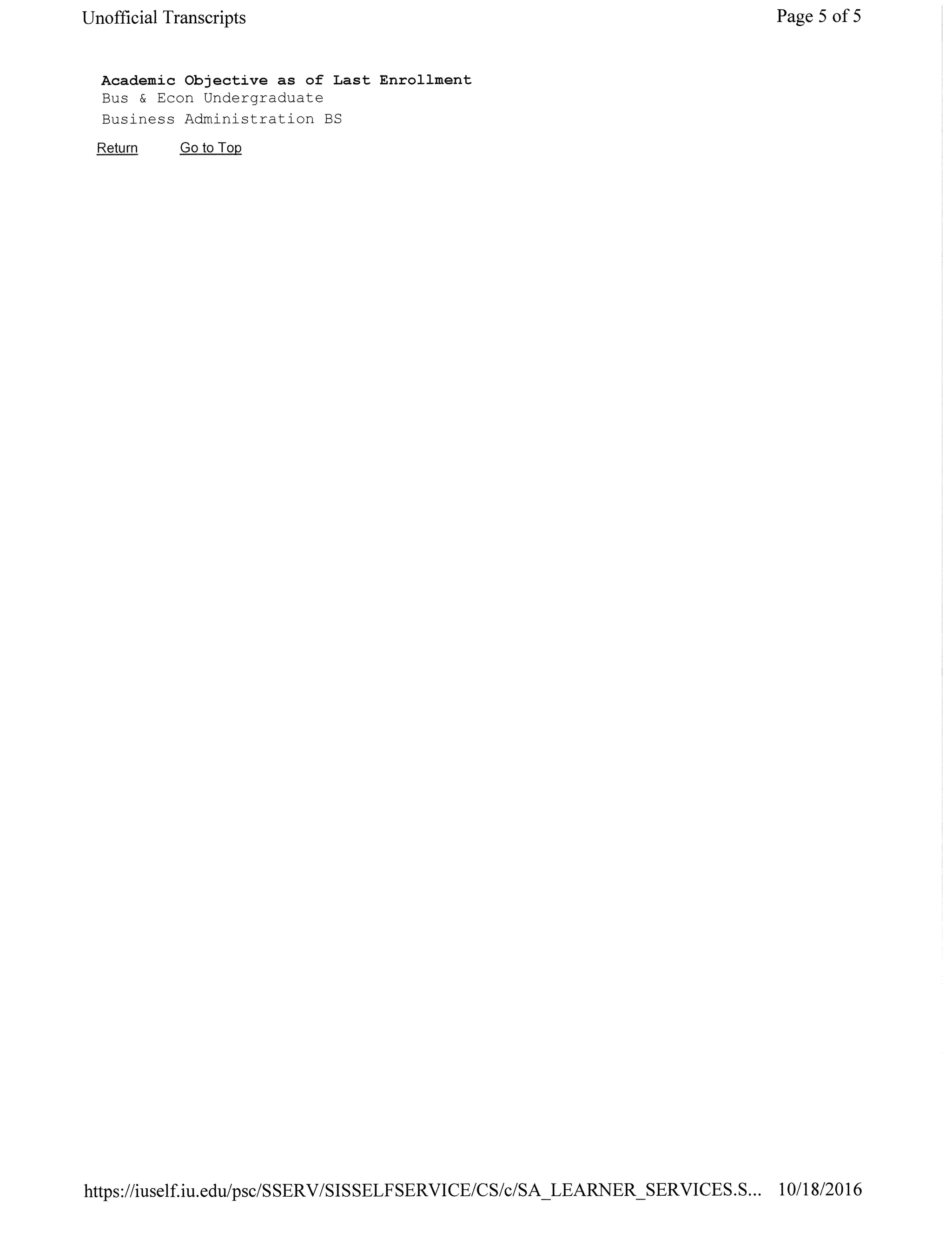 IUE BBA Transcripts | PDF