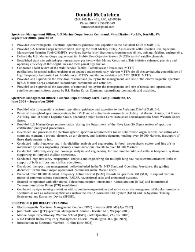 Resume Donald McCutchen v4 | DOCX | Telecommunications Industry ...
