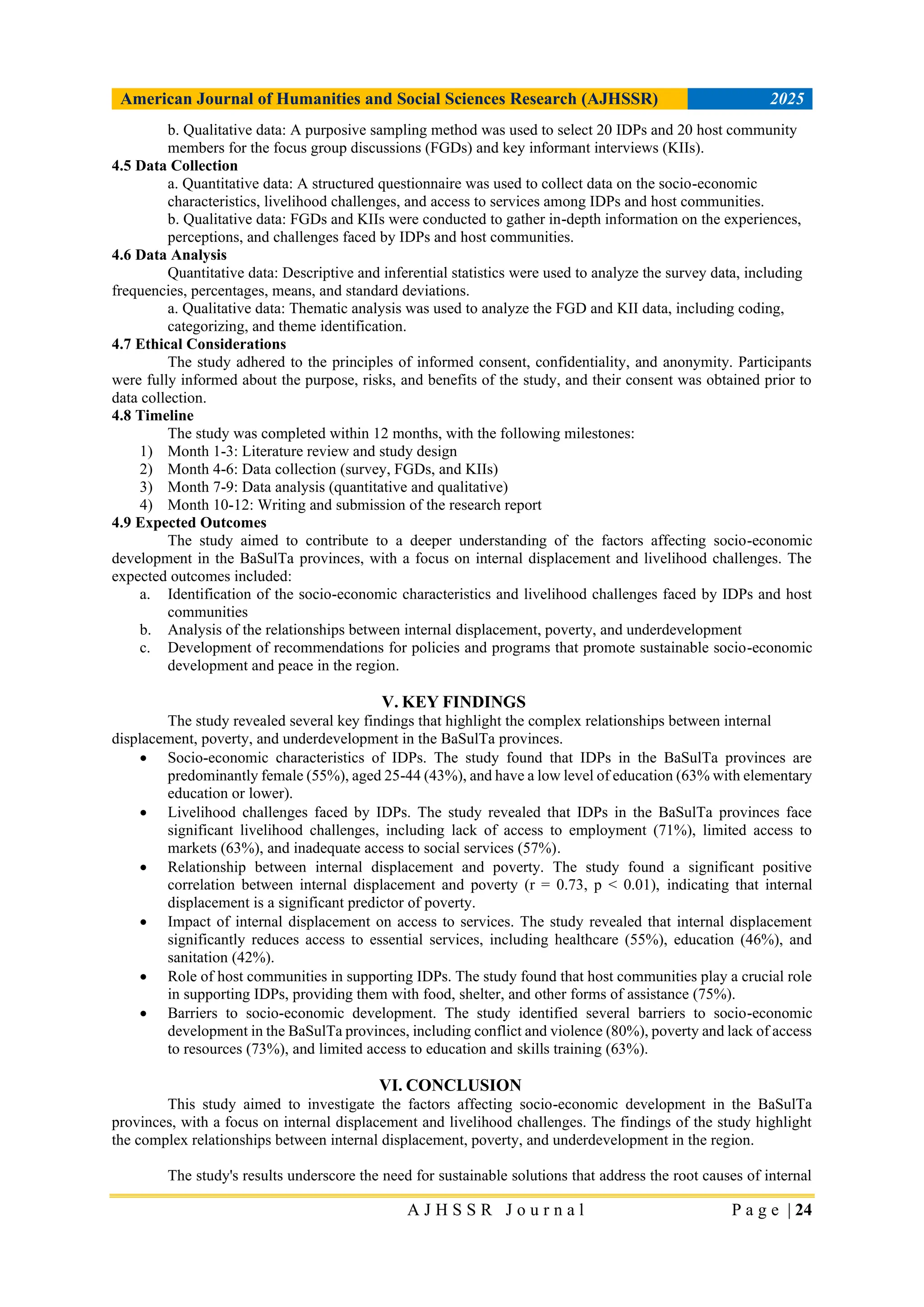 INTERNAL DISPLACEMENT AND LIVELIHOOD CHALLENGES: FACTORS AFFECTING ...