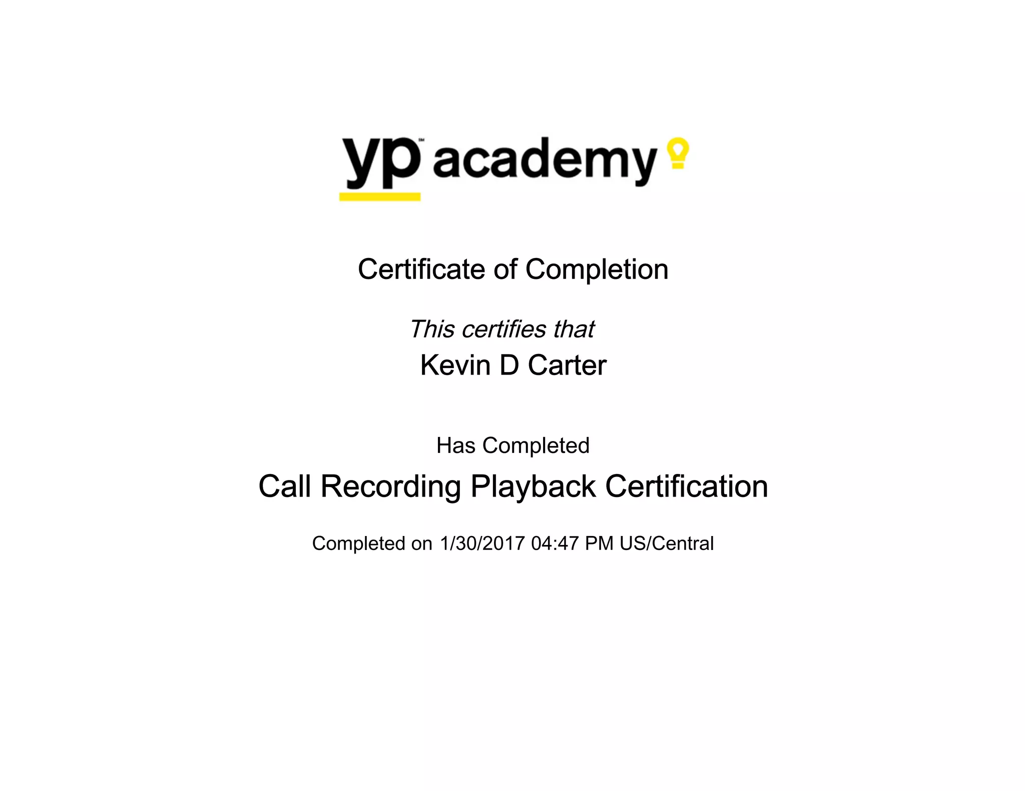 Call Recording Playback Certification | PDF