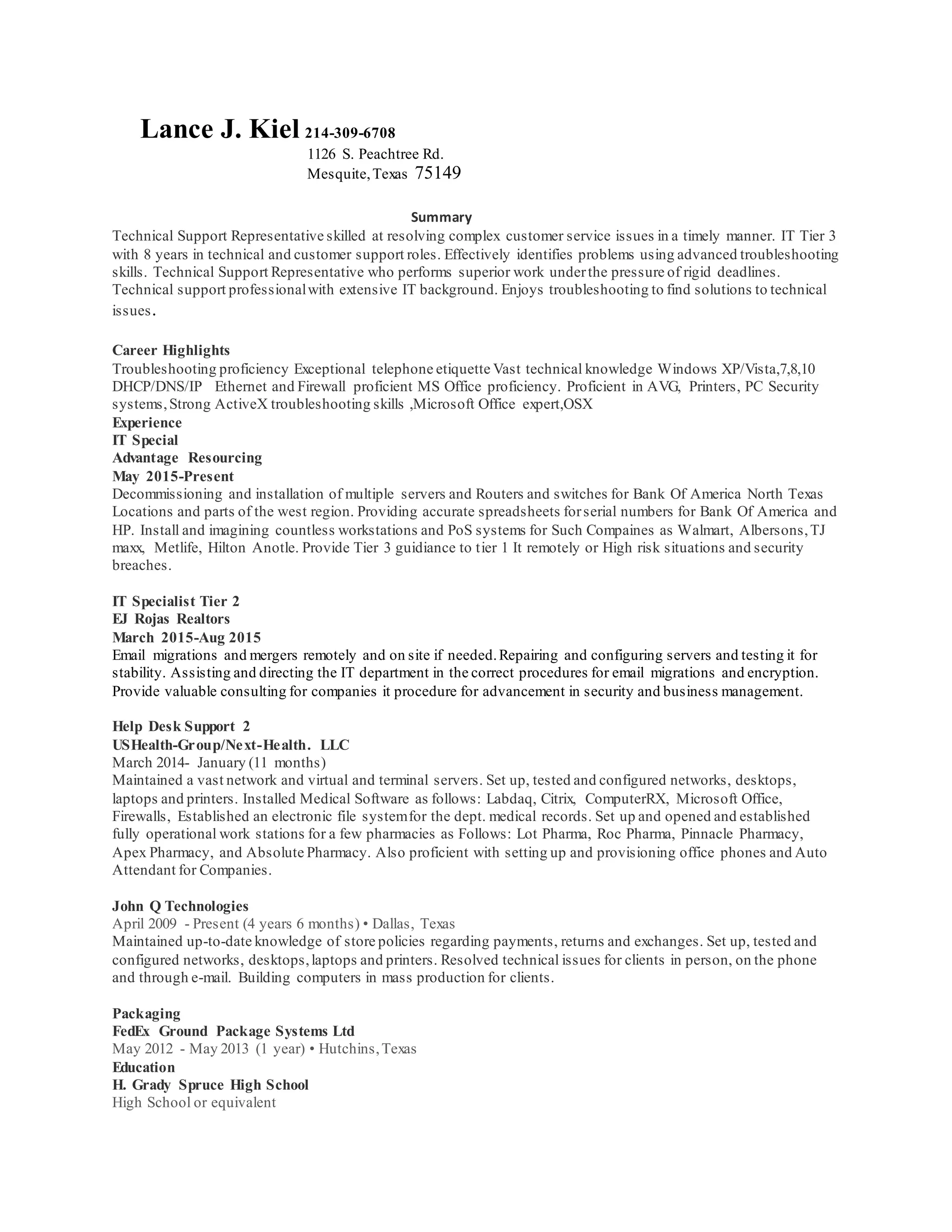 Lance Kiel resume new (1) | PDF