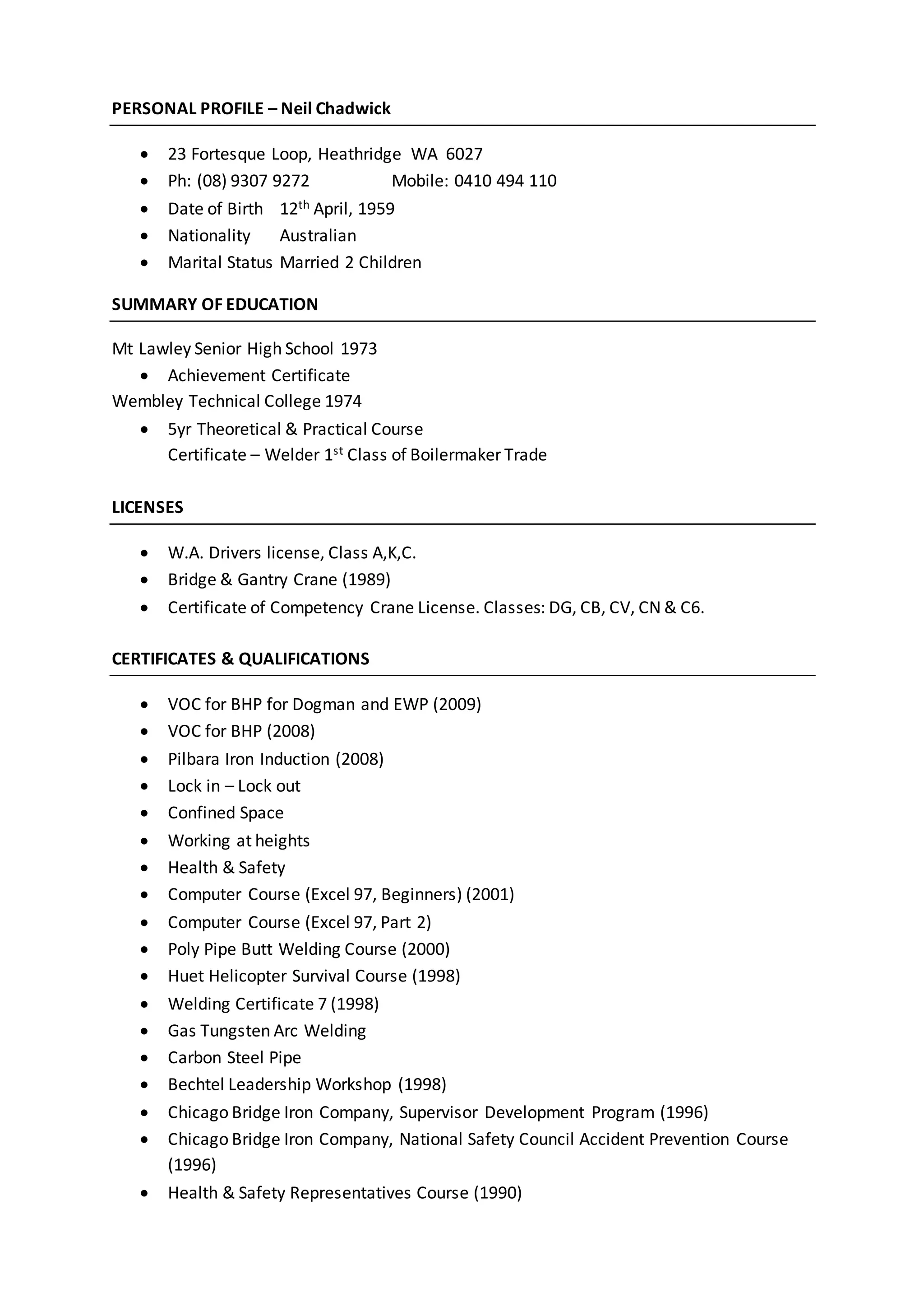 Updated Resume May 2016 Neil Chadwick | DOCX