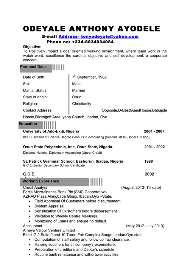 ODEYALE Anthony Ayodele New cv | DOC