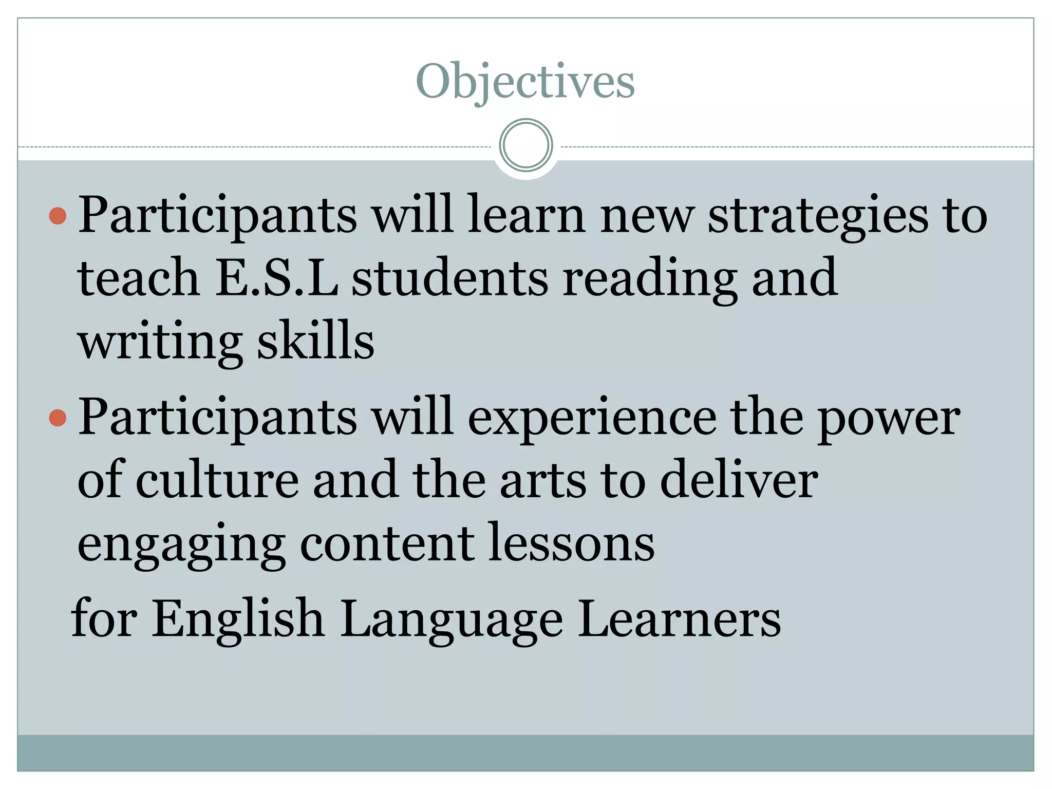 Culturally Responsive Strategies to Enhance ESL Instruction in (1) | PPT