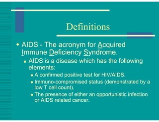 basic_AIDS_presentation | PDF | Sexual Health | Diseases and Conditions