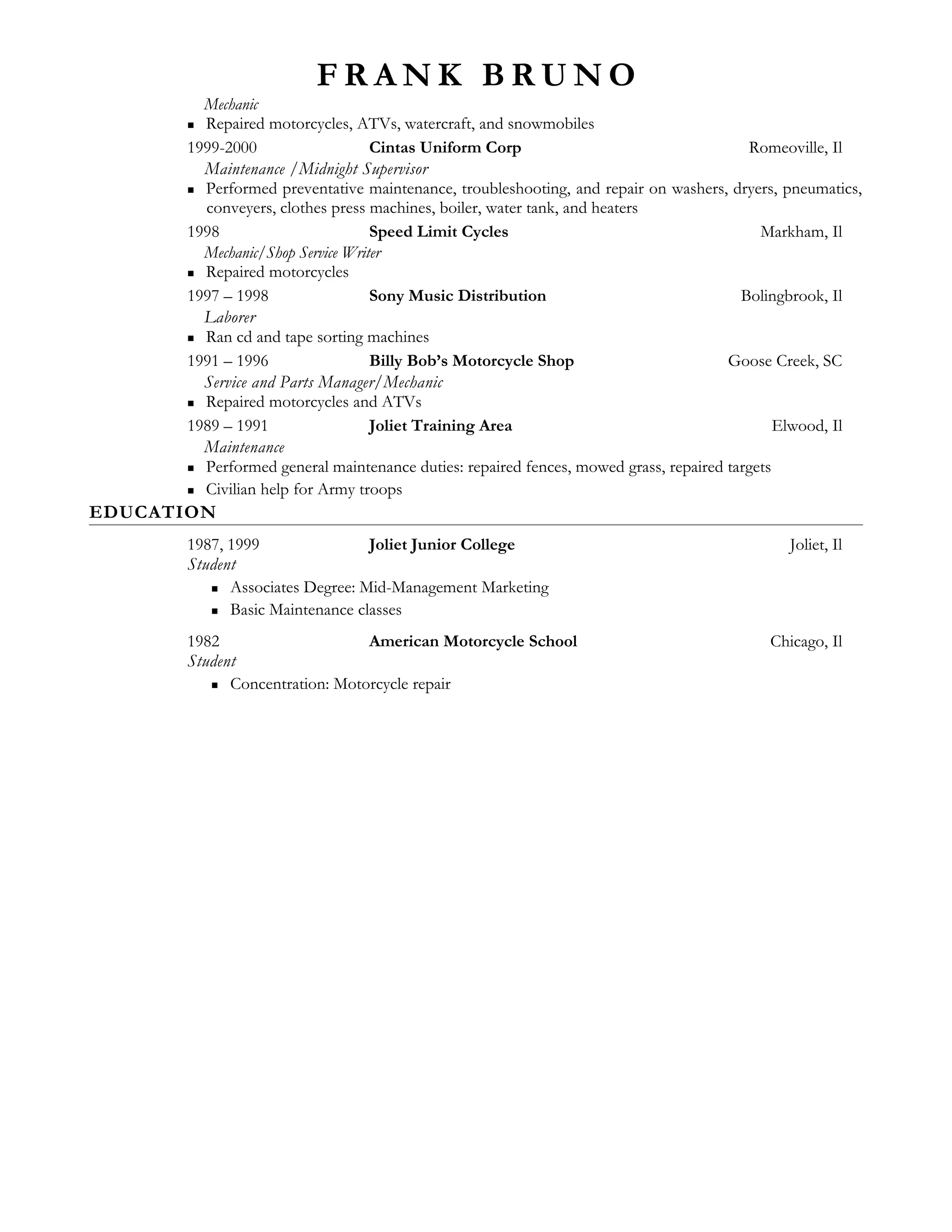 Resume F Bruno 2015 | PDF