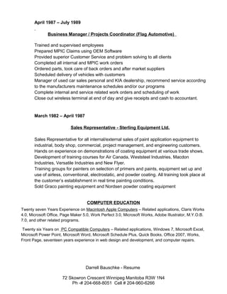 Darrell Bauschke Resume Sales Representative April 2016 | DOC