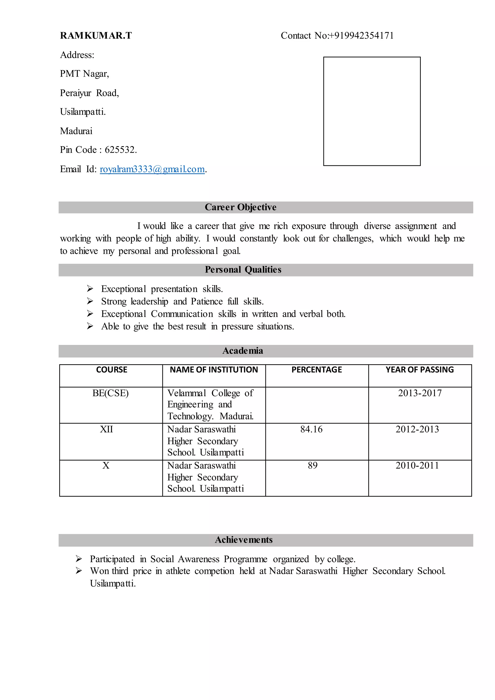 RAMKUMAR RESUME | DOCX