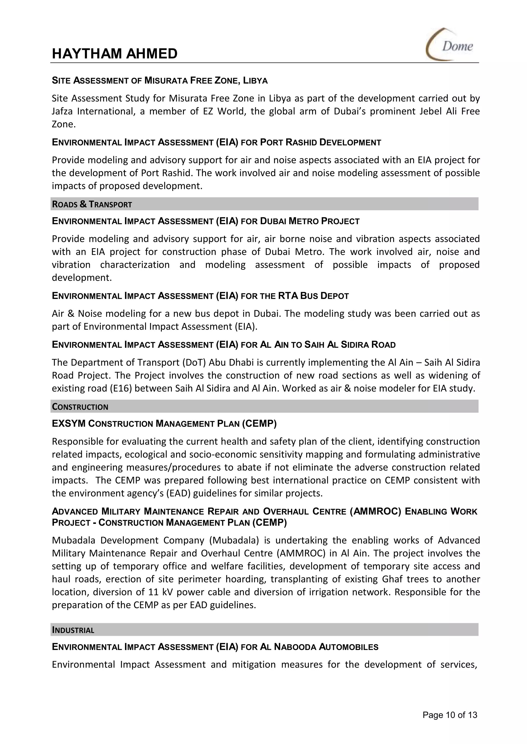 Haytham Ahmed CV - Technical Director - Oct 2015 | PDF