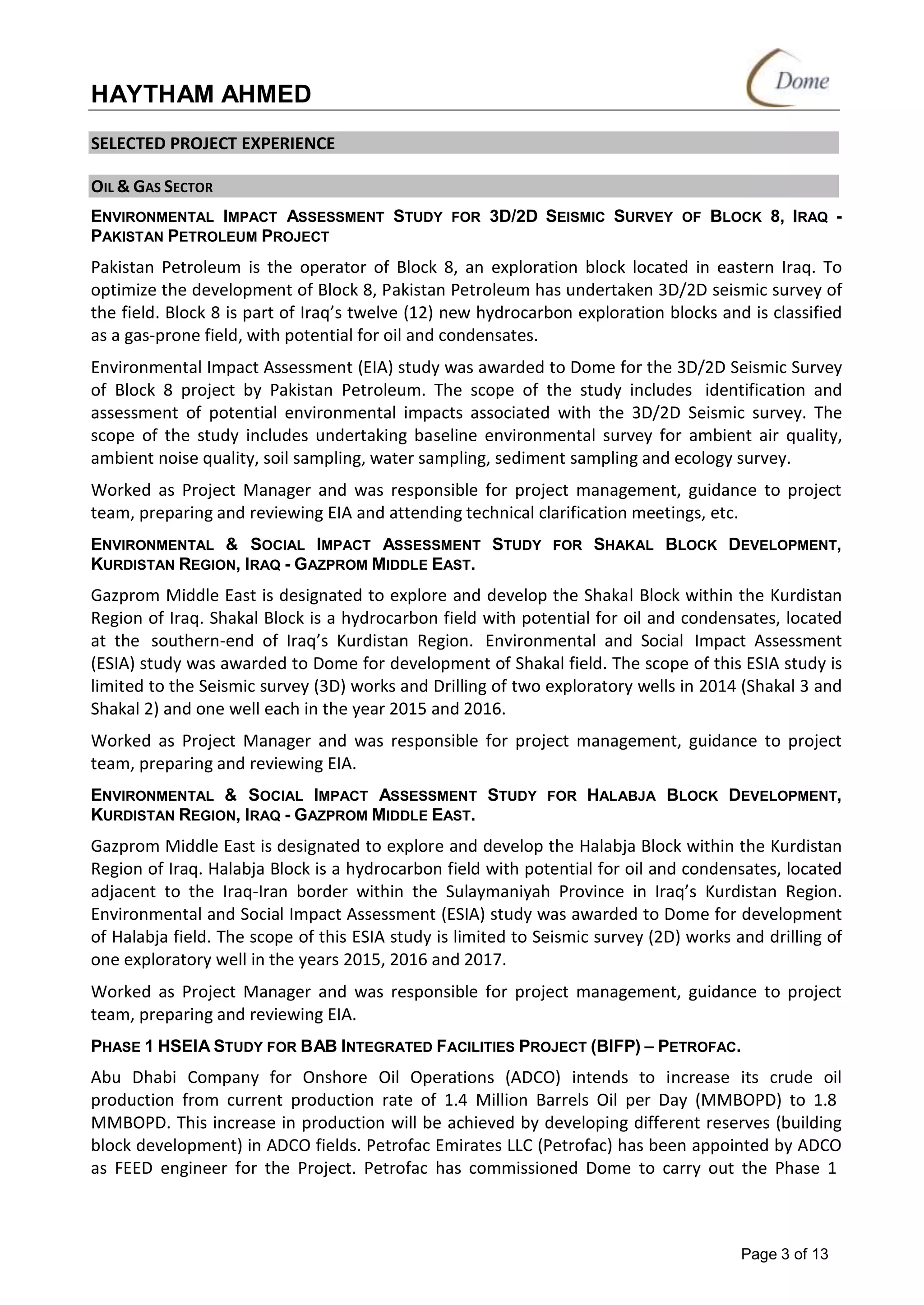 Haytham Ahmed CV - Technical Director - Oct 2015 | PDF