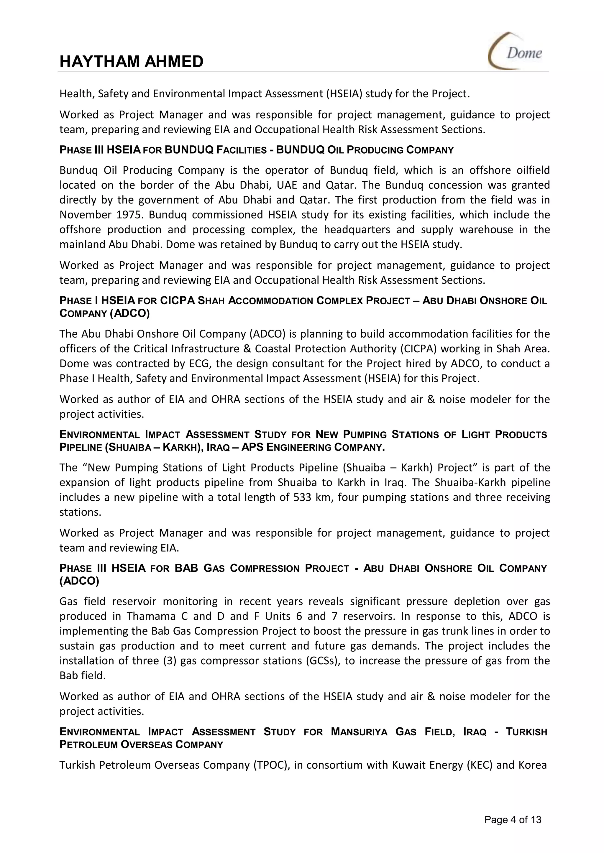 Haytham Ahmed CV - Technical Director - Oct 2015 | PDF