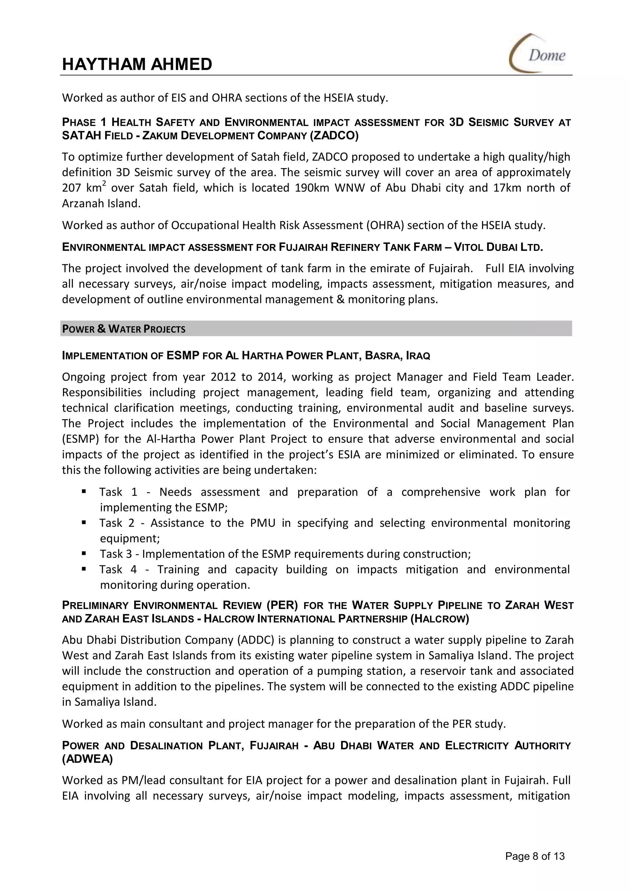 Haytham Ahmed CV - Technical Director - Oct 2015 | PDF