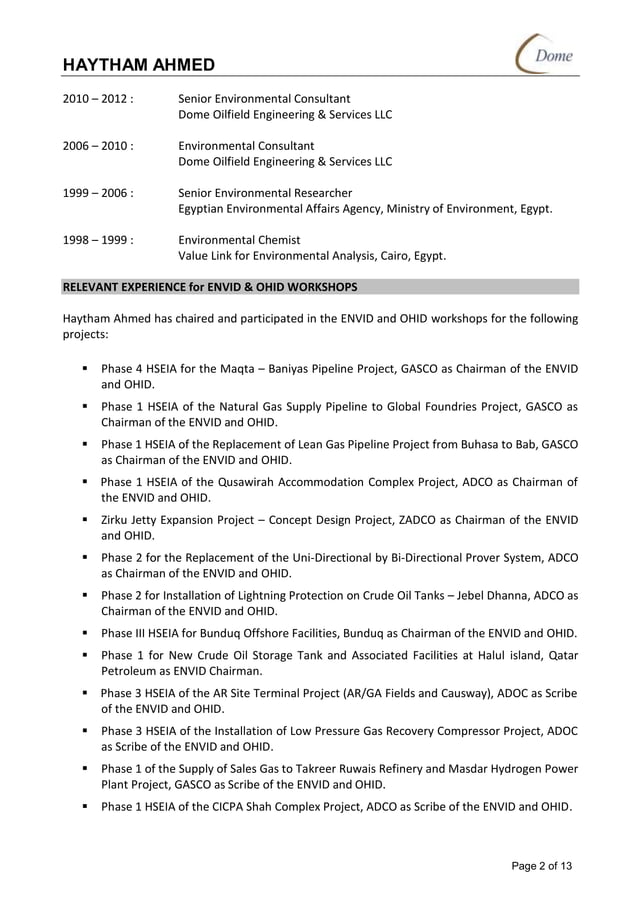 Haytham Ahmed CV - Technical Director - Oct 2015 | PDF
