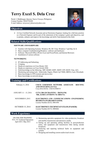 RESUME(terryexceldelacruz) | PDF