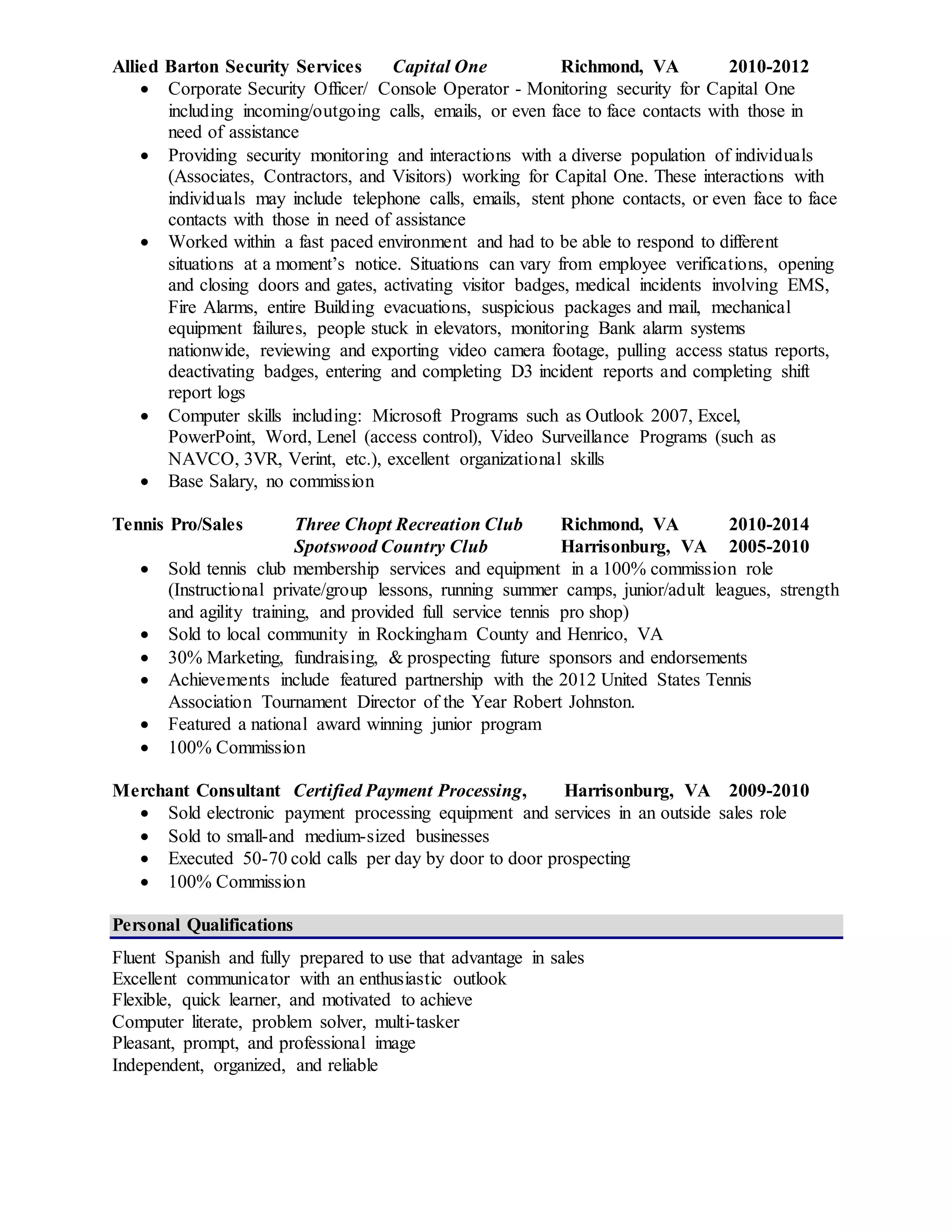 J P Bonilla's Sales Resume 2016 | DOCX